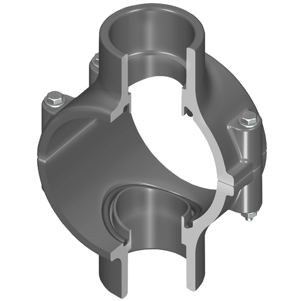 Spears 868-415 4x1/2 Pvc Clamp Saddle Double Outlet Socket Epdm Zinc ...