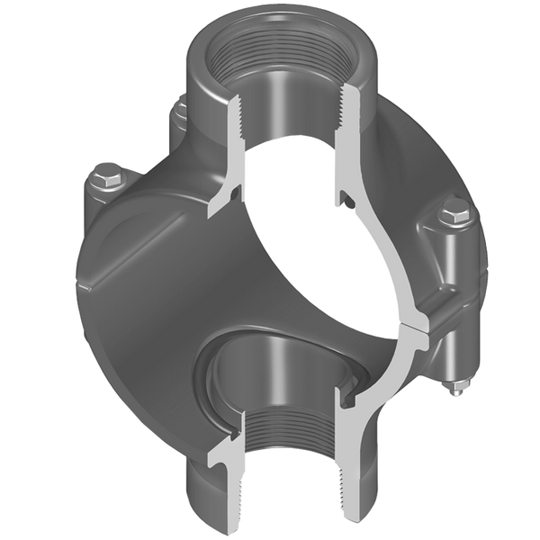 Spears 869-417sr 4x1 Pvc Clamp Saddle Double Outlet Reinforced Female ...