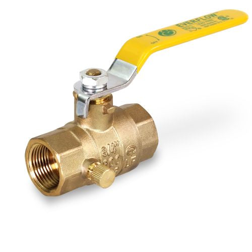 Everflow 405t012-nl 1/2" Ips Full Port Brass Ball Valve With Drain Lead ...